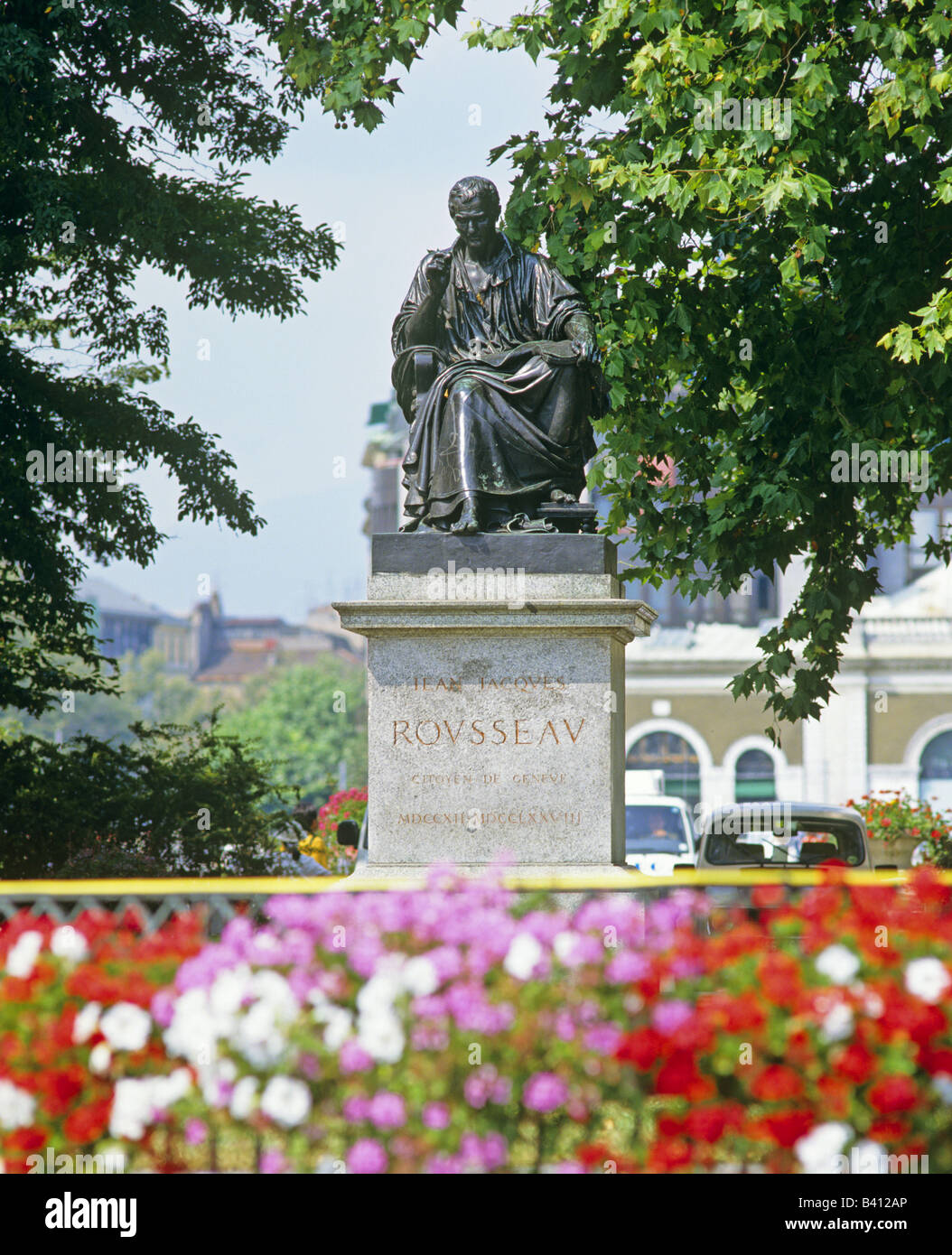 The Statue of Jean-Jacques Rousseau Geneva Switzerland Stock Photo - Alamy