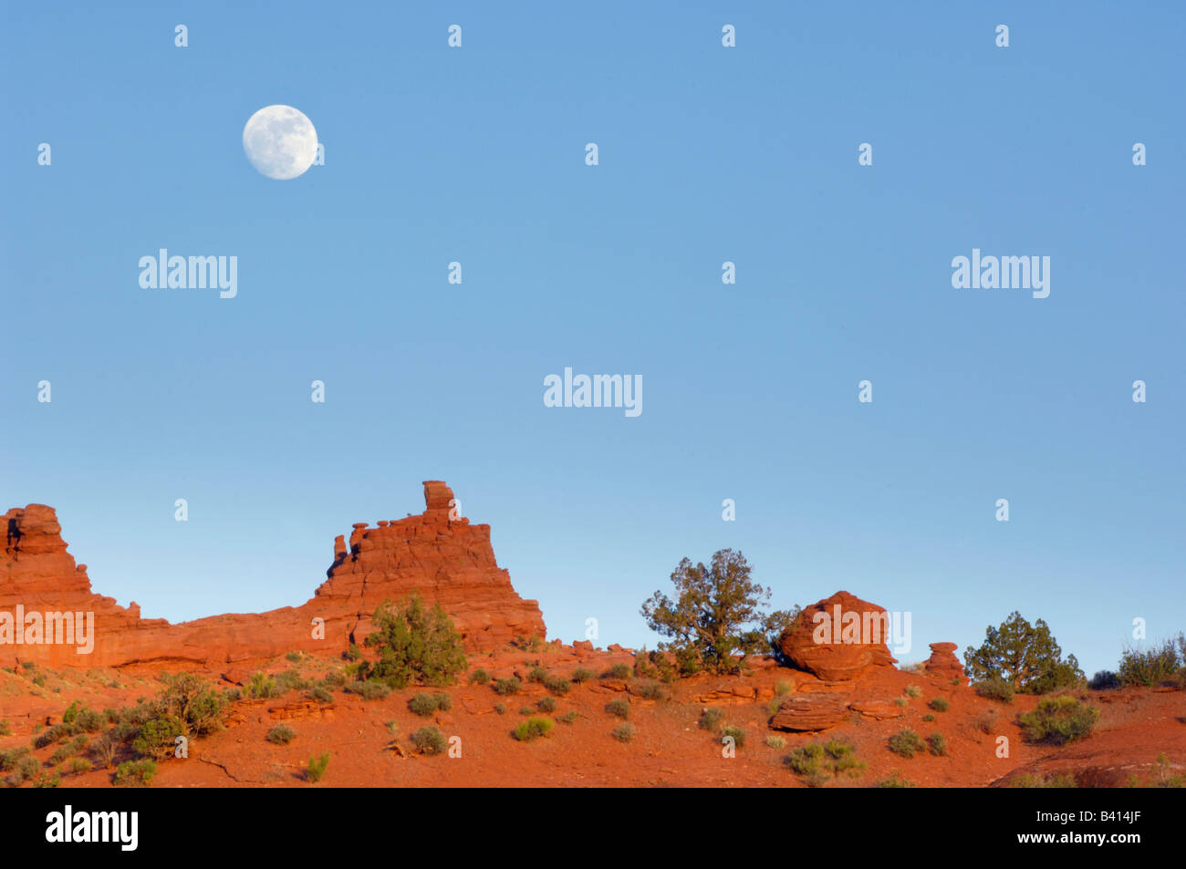 USA, Utah, Moab, Full Moon at Fisher Tower Stock Photo - Alamy