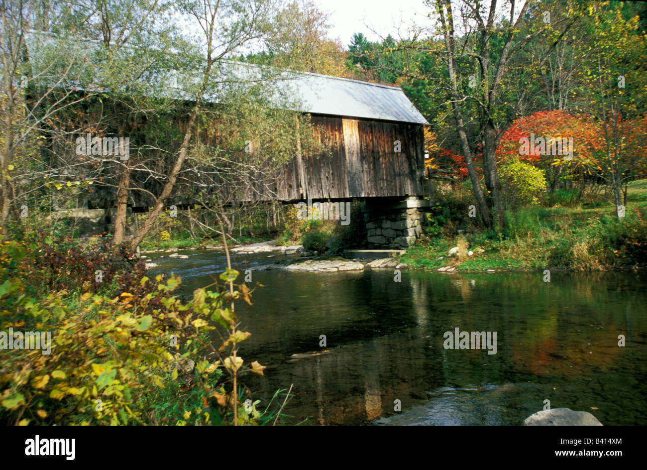 North America, United States, Vermont, Turnbridge. Flint covered bridge ...