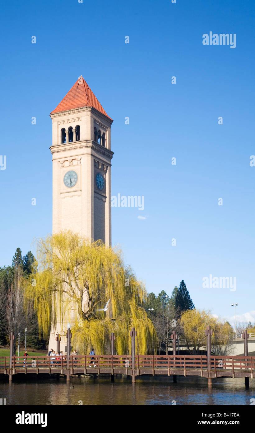 WA, Spokane, Riverfront Park, the Clock Tower by the Spokane River Stock Photo - Alamy