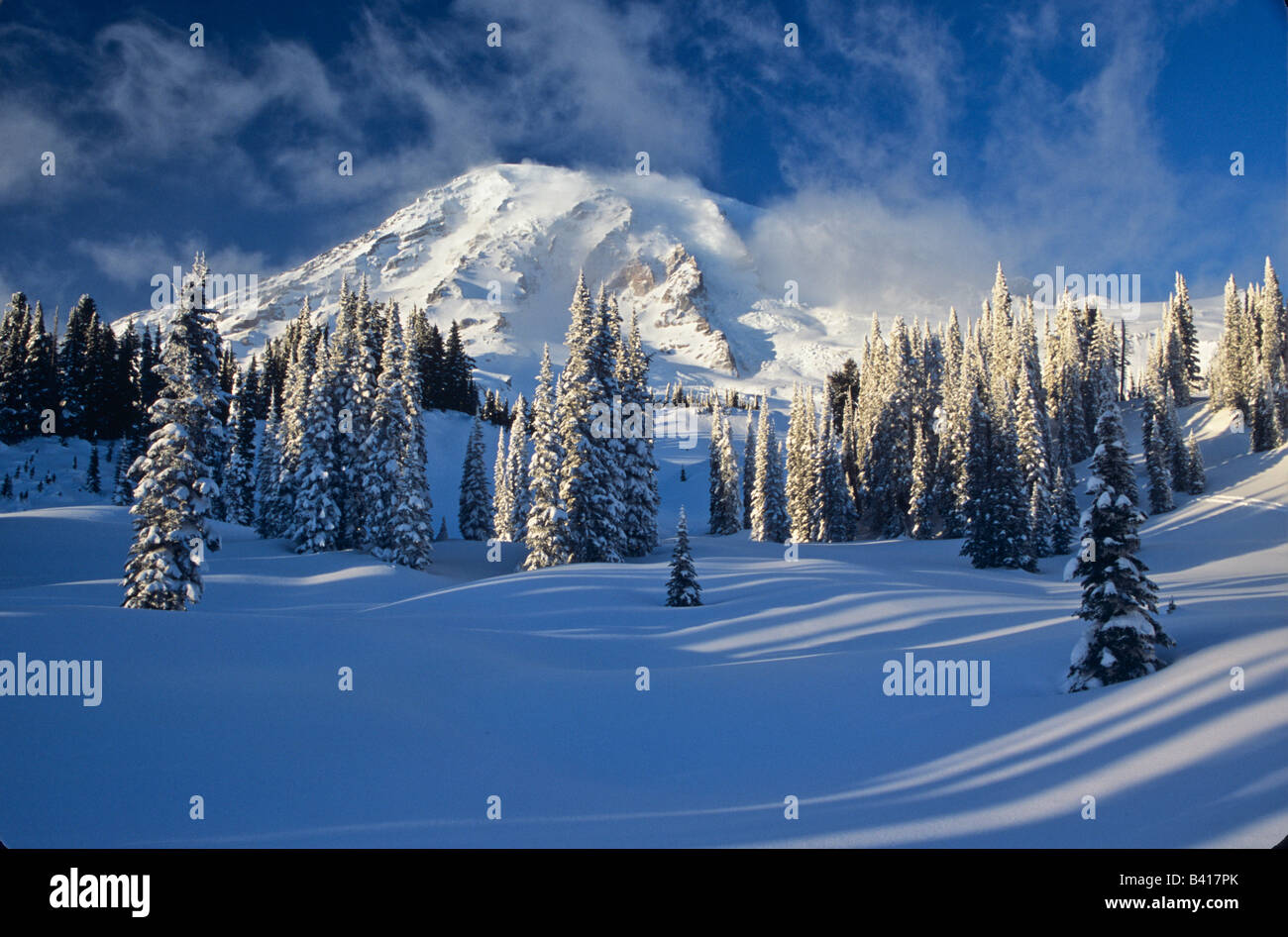 WA, Mt. Rainier NP, Mt. Rainier and Paradise Valley after snow storm ...