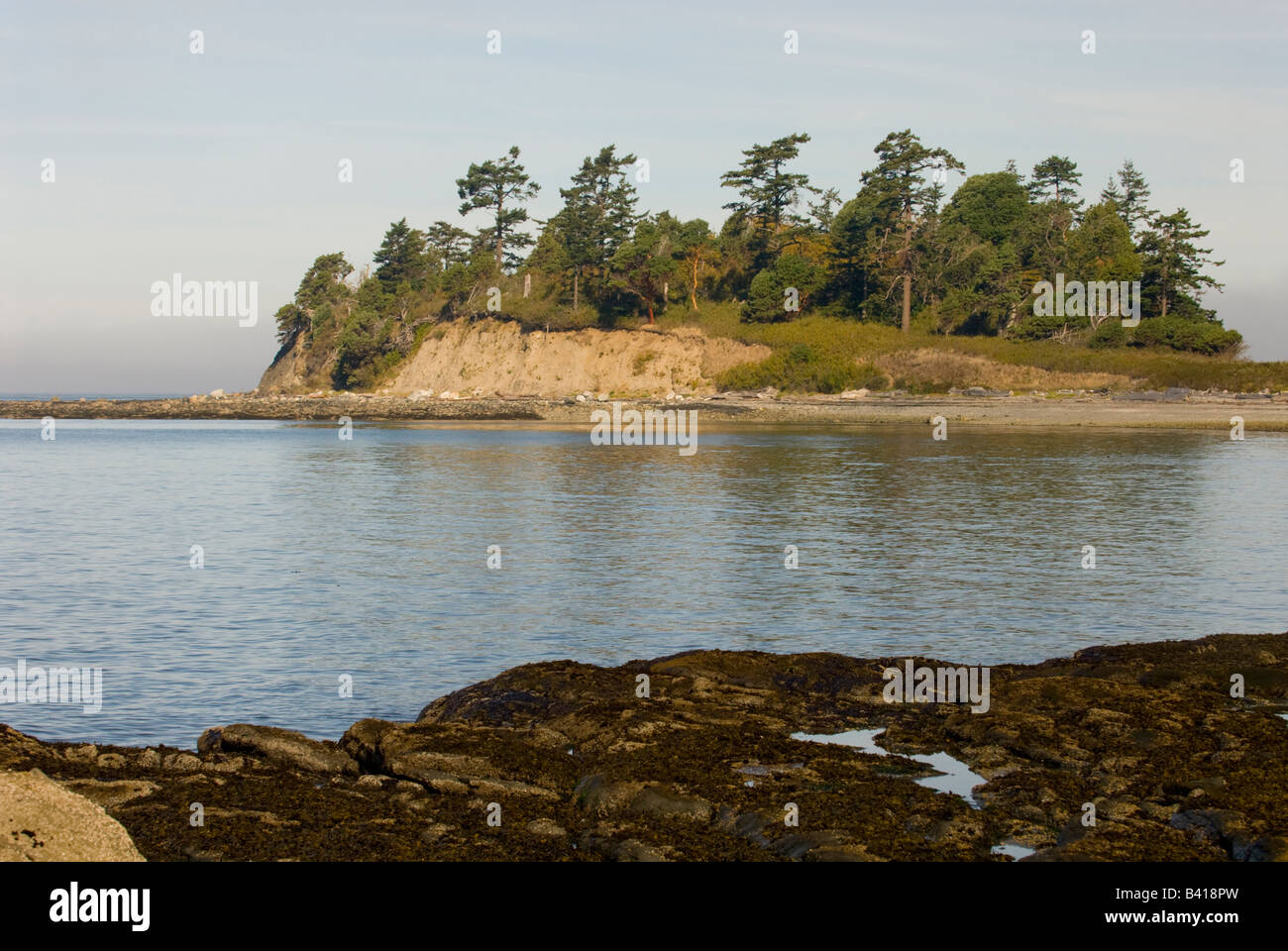 USa, WA, San Juan Islands. Little Sucia Island from tidepools of Sucia ...