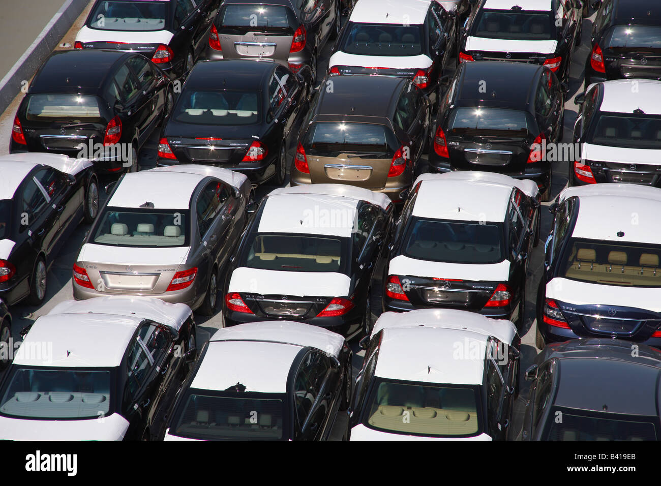 barge with new cars Stock Photo - Alamy