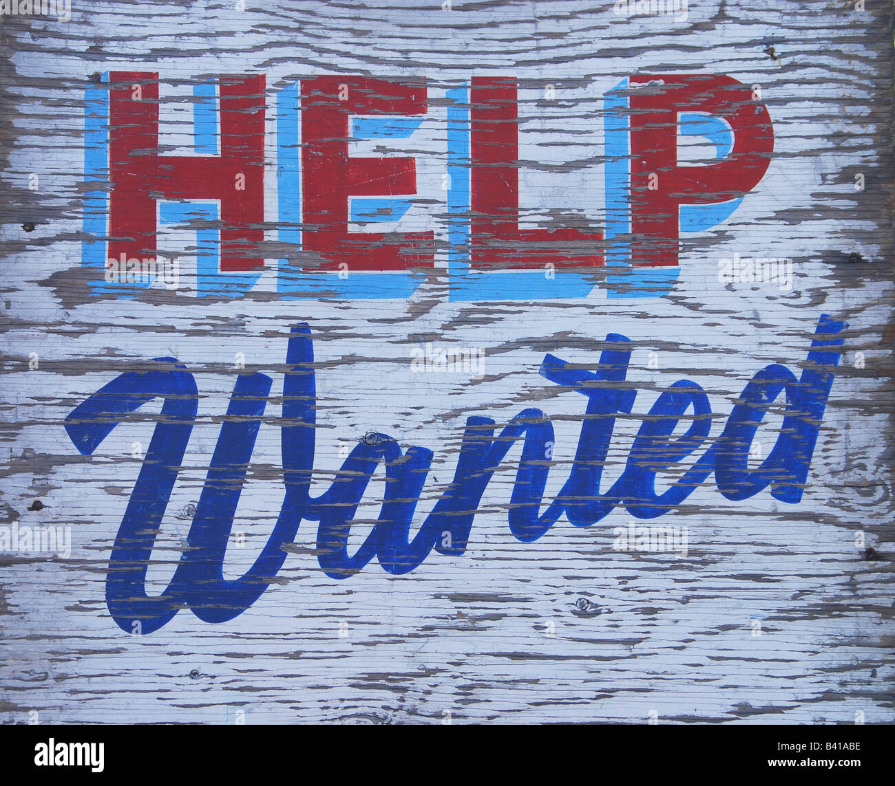 Weathered help-wanted sign Stock Photo - Alamy