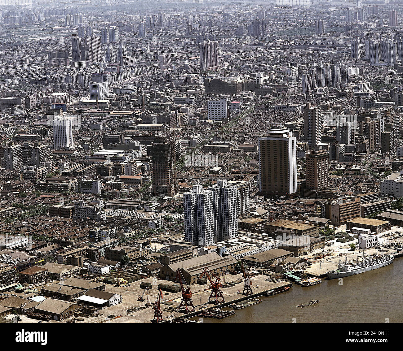 geography / travel, China, Shanghai, Huangpu river and town, metropolis ...