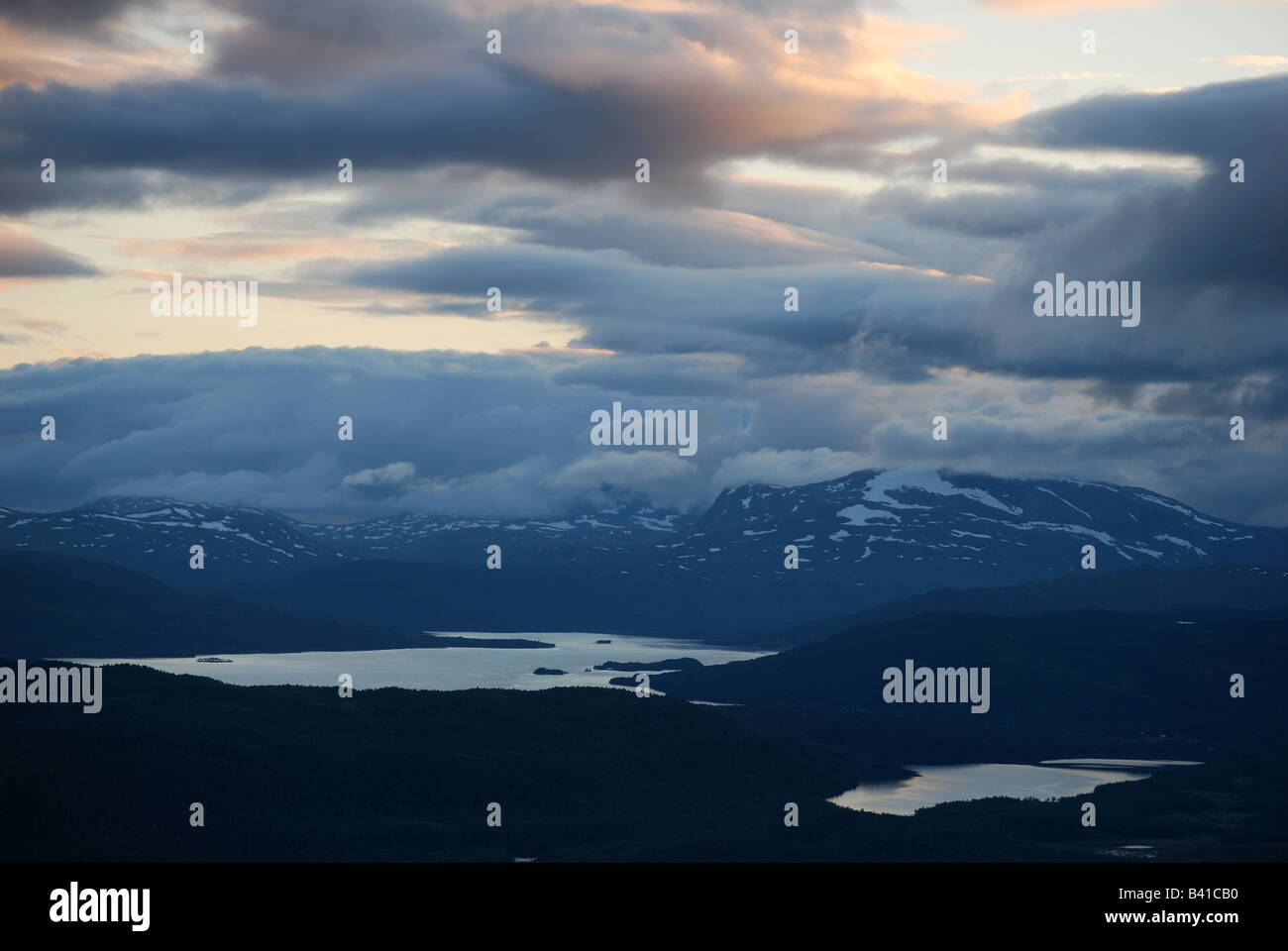 Mountains of Norway viewed from Hemavan, Swedish Lapland, Sweden Stock ...