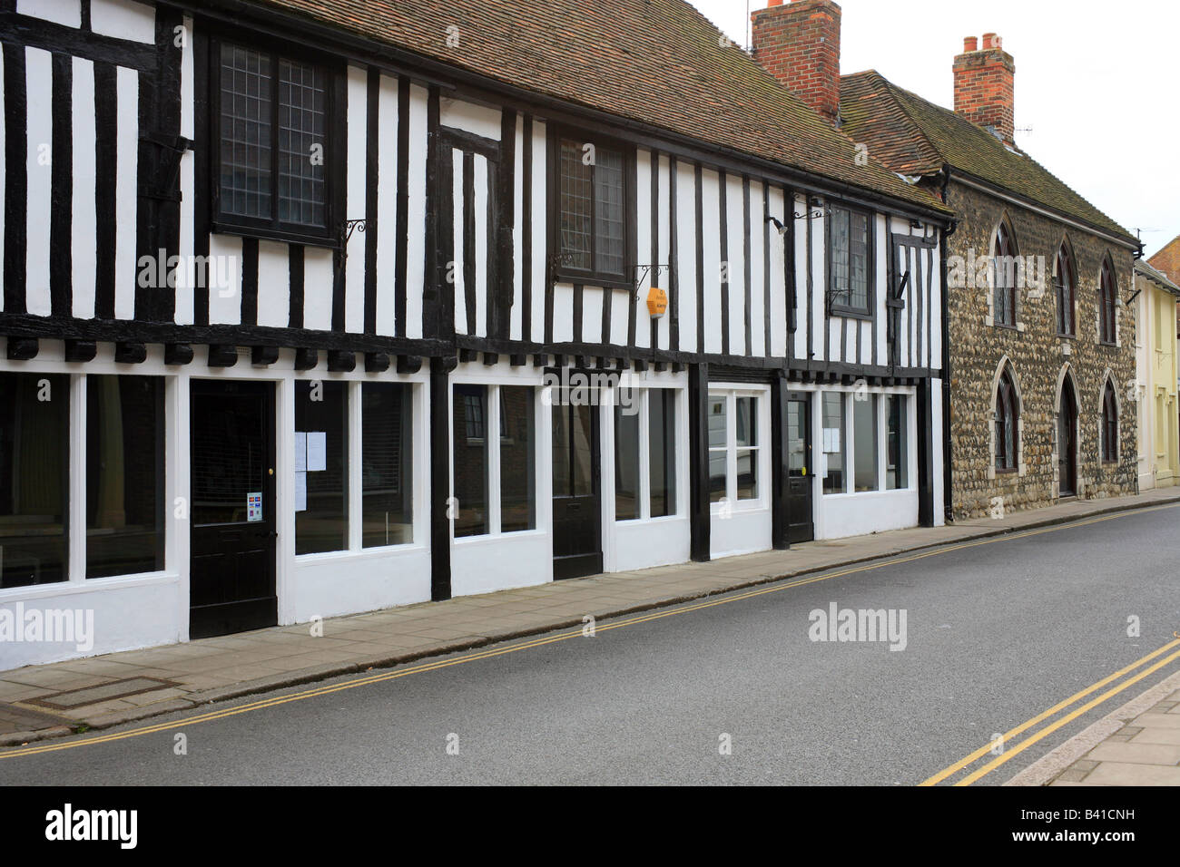 Half timbered buildings in High Street, Hythe, near Folkestone, Kent ...