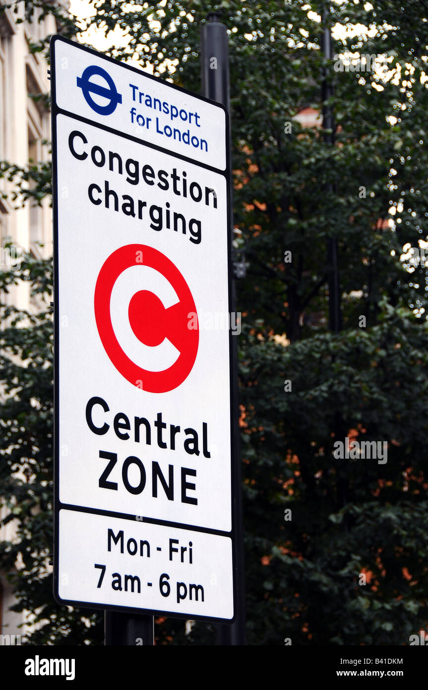 Congestion charge sign, London, England Stock Photo - Alamy