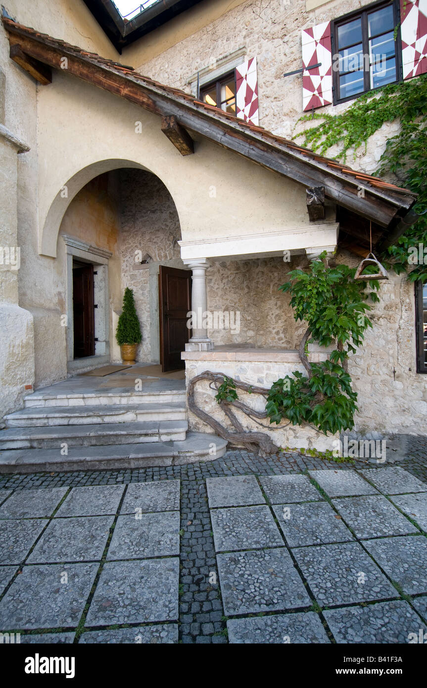 the interior view of the court of Bled Castle Stock Photo - Alamy