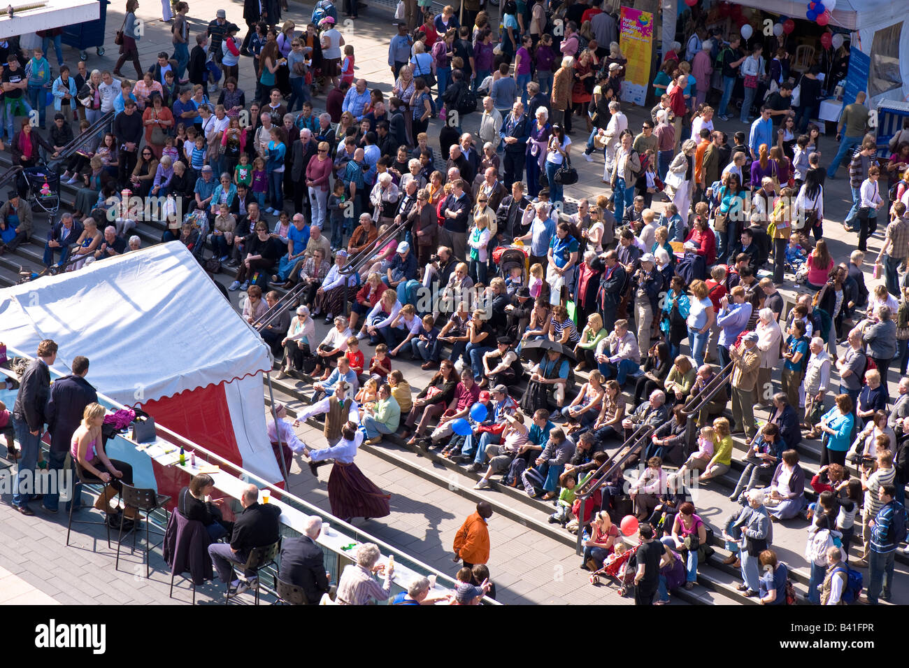 Crowds of people watching performance during Thames Festival London ...