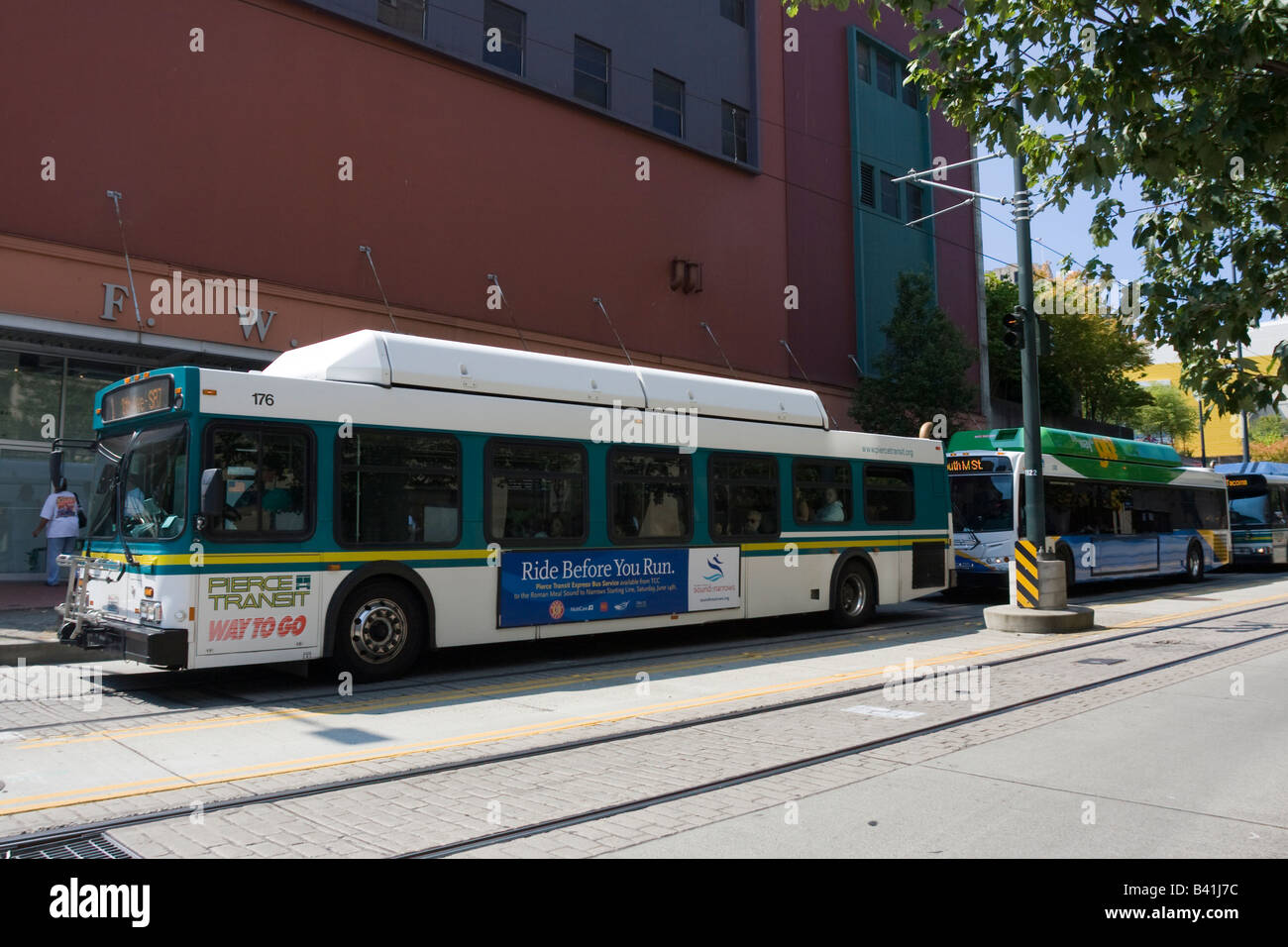 Tacoma Washington State WA City buses Stock Photo - Alamy