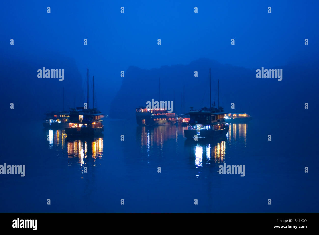 Halong bay by night, Vietnam Stock Photo - Alamy