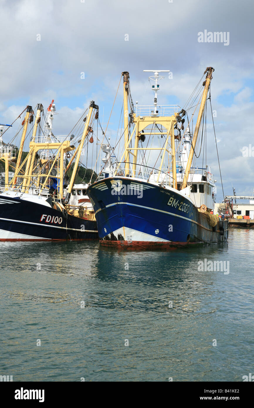 Beam Trawler moored alongside Brixham Fish Quay Stock Photo - Alamy