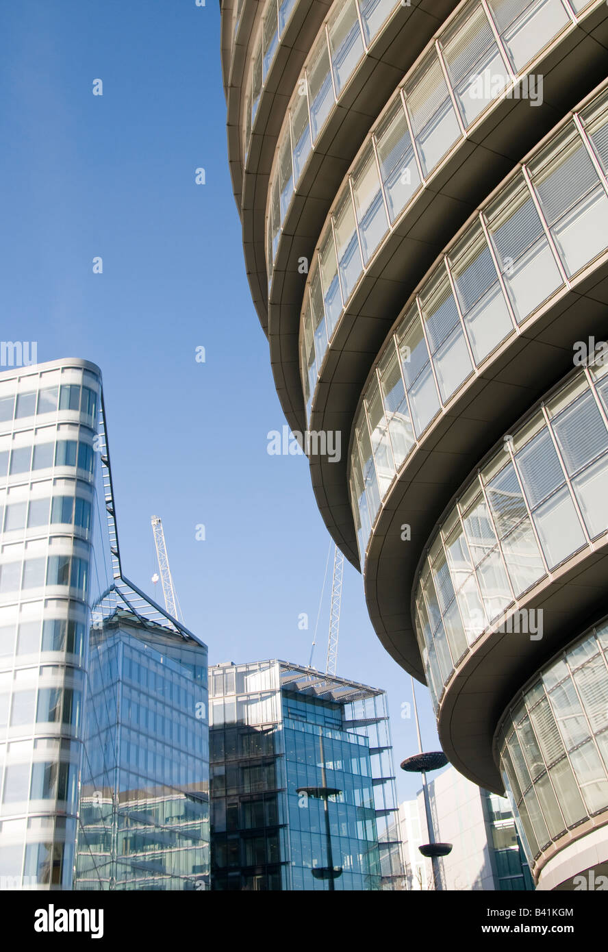 City Hall towering above modern office buildings, London, UK Stock ...