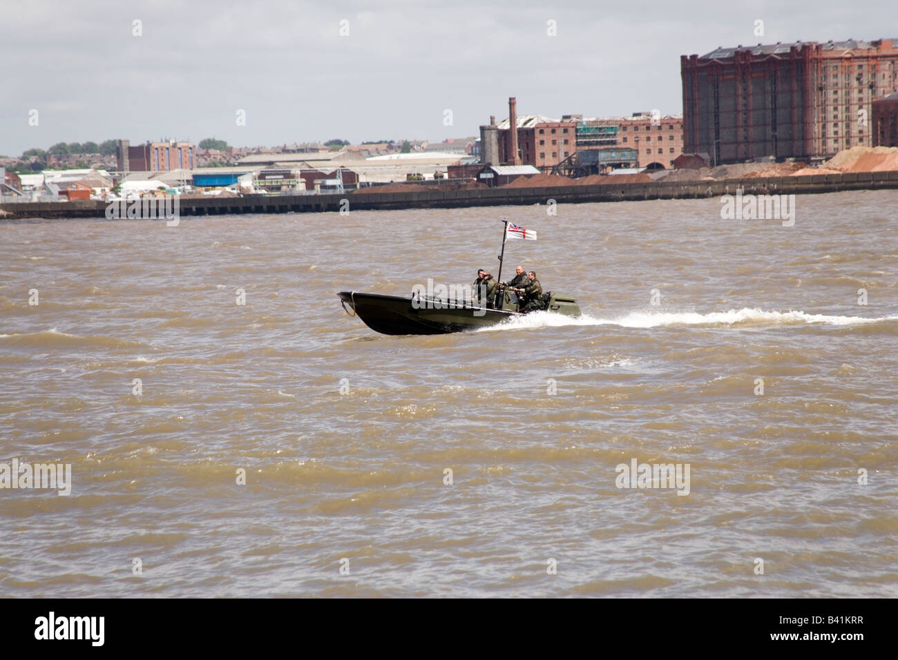 Royal Navy speed boat on the Mersey River Liverpool launched from the ...
