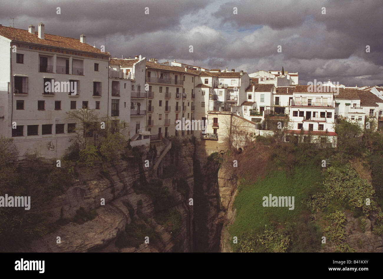 Houses on the cliff in Ronda, Malaga, Spain Stock Photo - Alamy