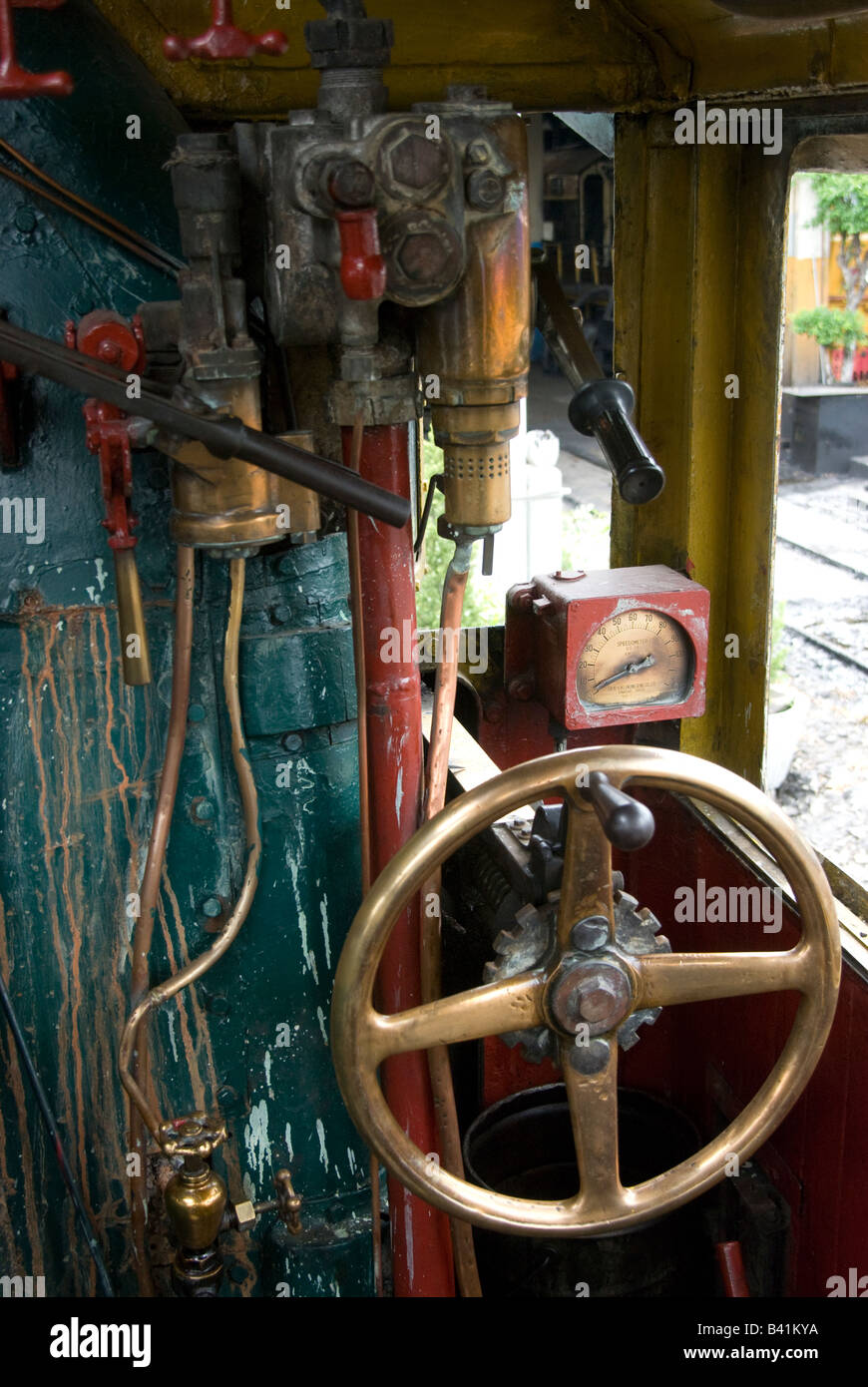 Cockpit interior of steam engine Stock Photo - Alamy