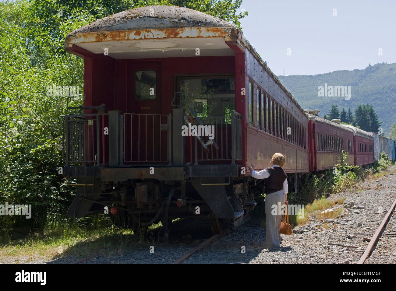 Mount Rainier Railroad Dining company train Elbe Washington State WA ...