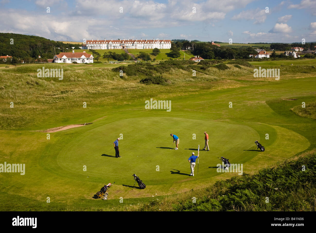 Golfers on the 3rd green Ailsa Course championship course Turnberry ...
