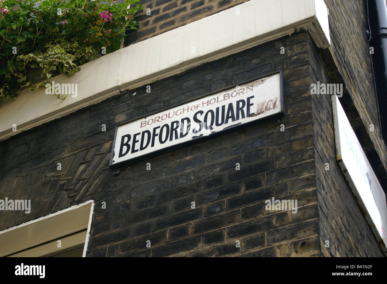 Bedford Square street sign, Holborn, Bloomsbury, London, England Stock ...