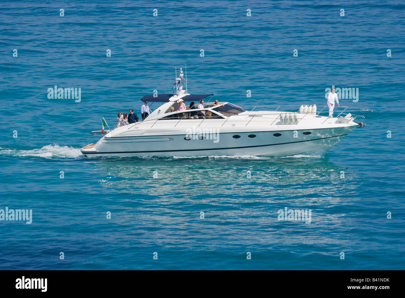 speedboat in action - saint tropez, french riviera, mediterranean sea ...