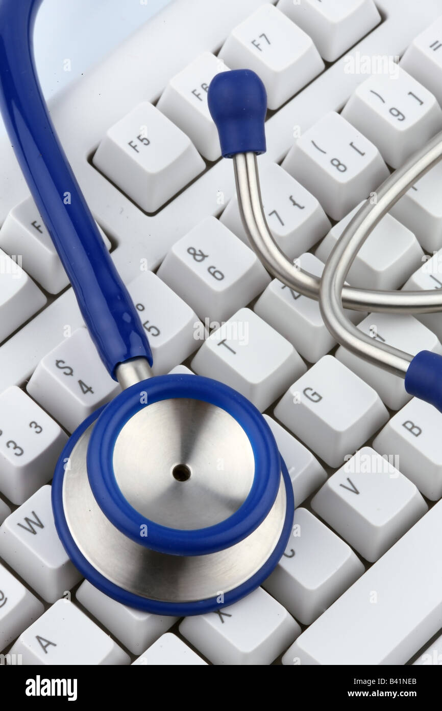 Computer and stethoscope Stock Photo - Alamy