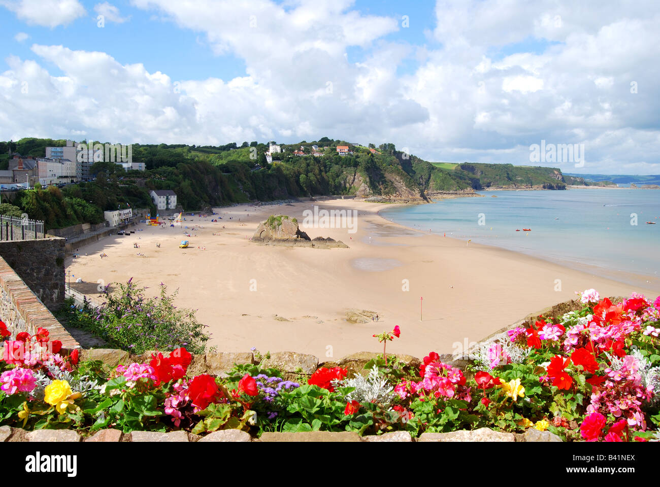 Harbour and town view, Tenby, Carmarthen Bay, Pembrokeshire, Wales ...