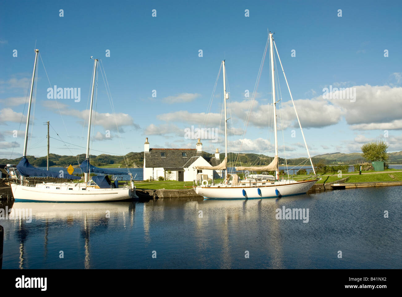 Boats on the Crinan Canal at Crinan Argyll & Bute Scotland Stock Photo ...