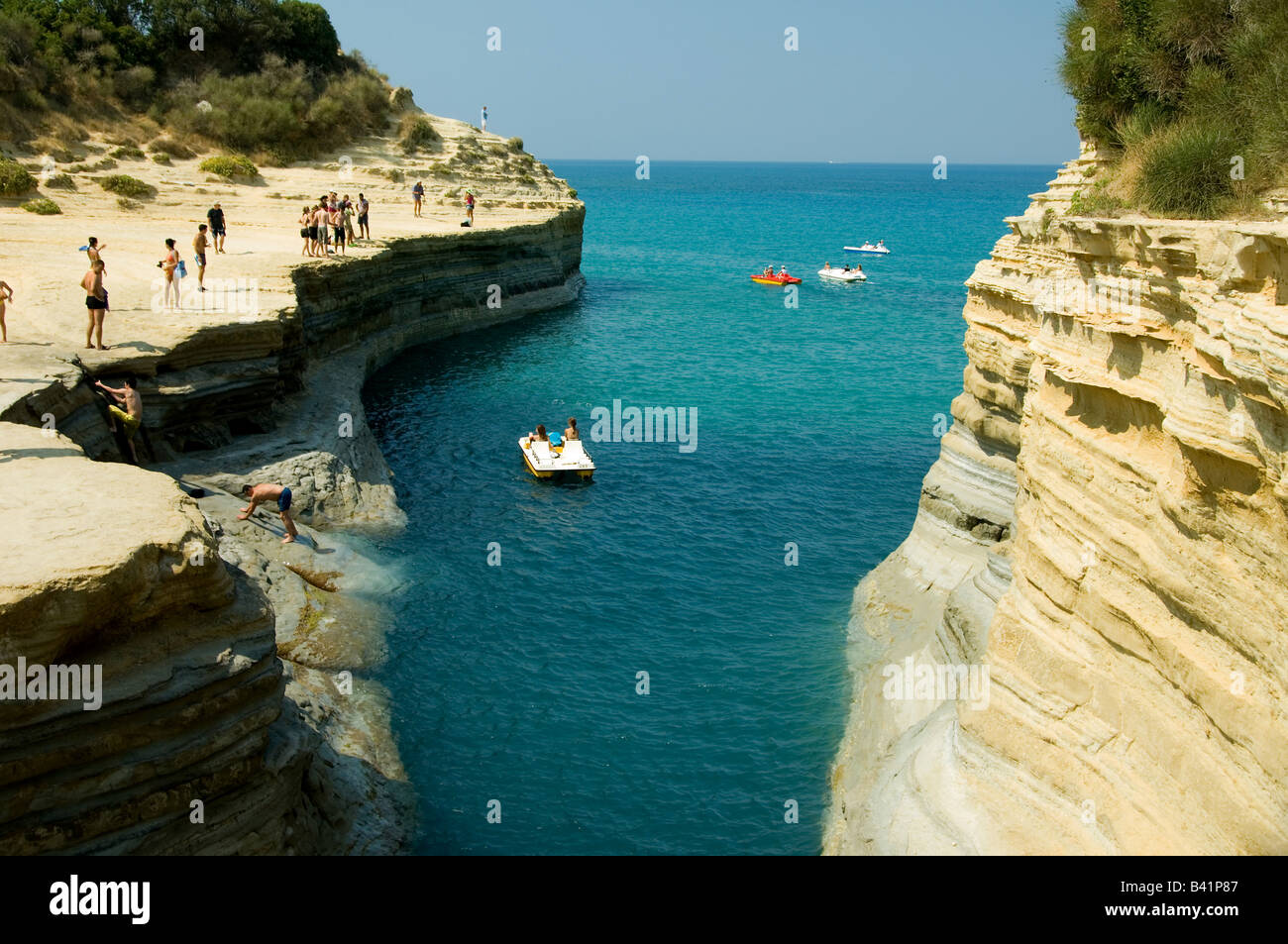 Sandstone rock formations, Canal D'Amour, Sidari, Corfu, Greece Stock ...