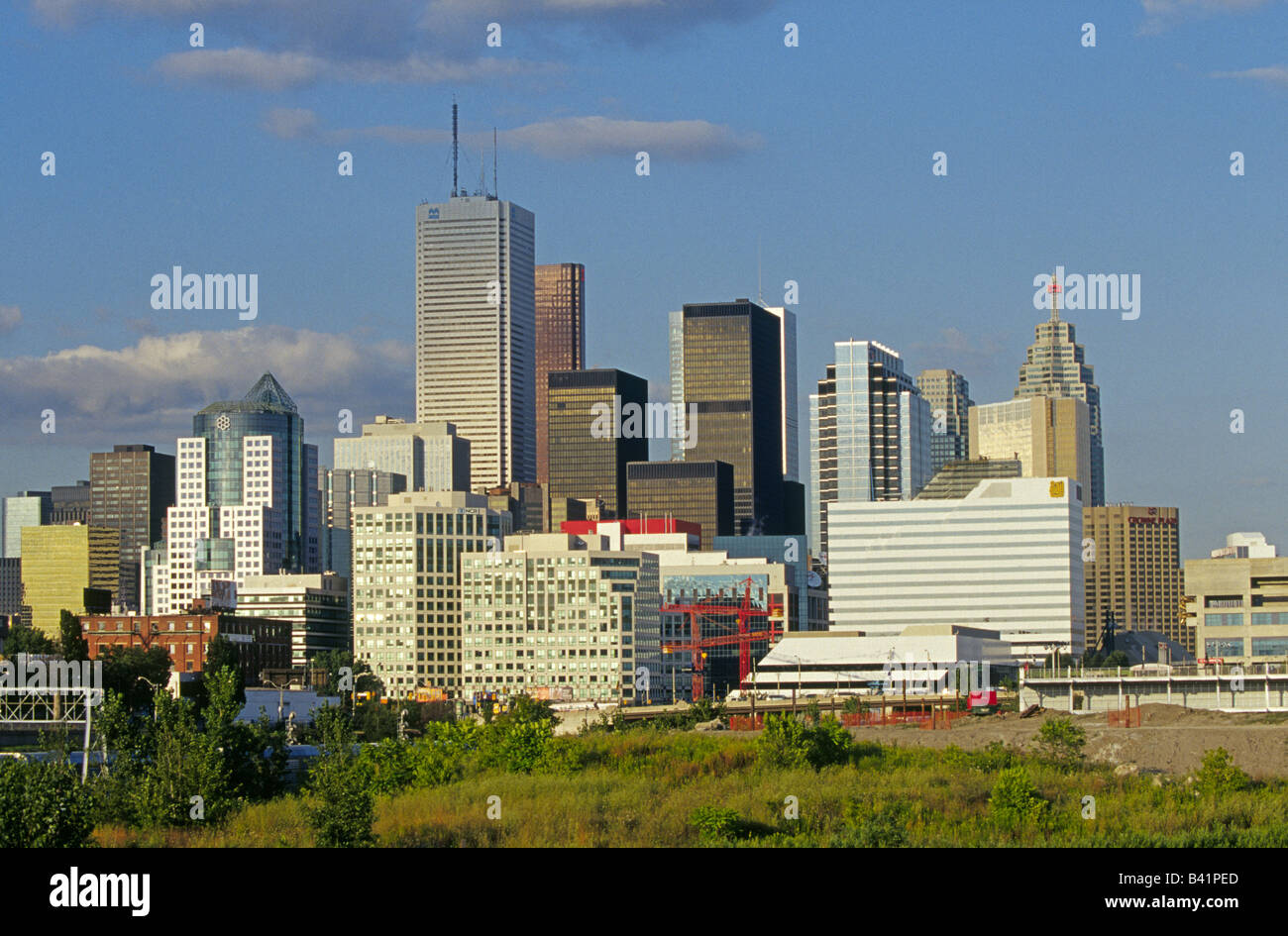 A view of the office building skyscrapers of the Toronto Canada skyline ...