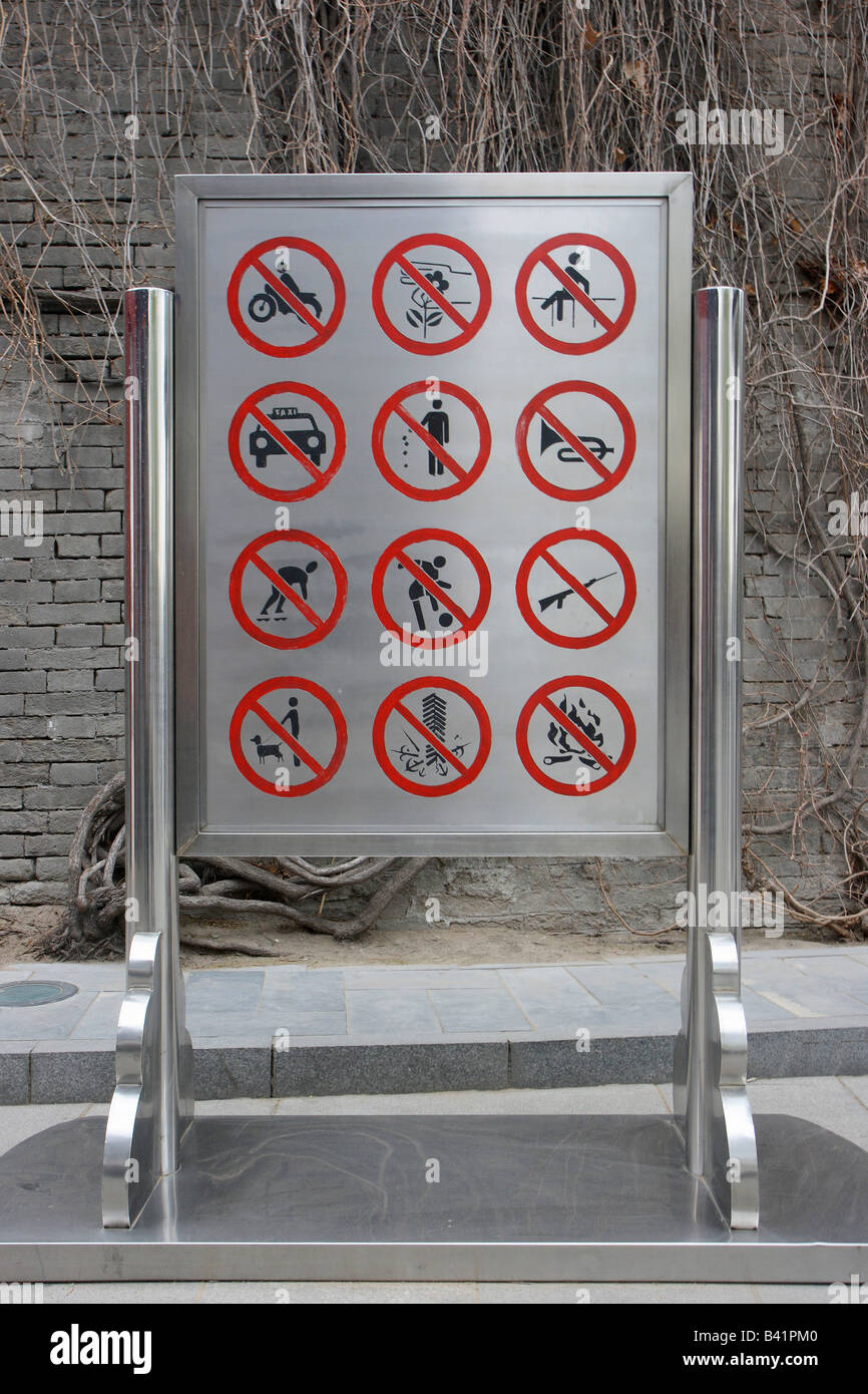 Prohibition signs in Beihai Park, Beijing, China Stock Photo - Alamy