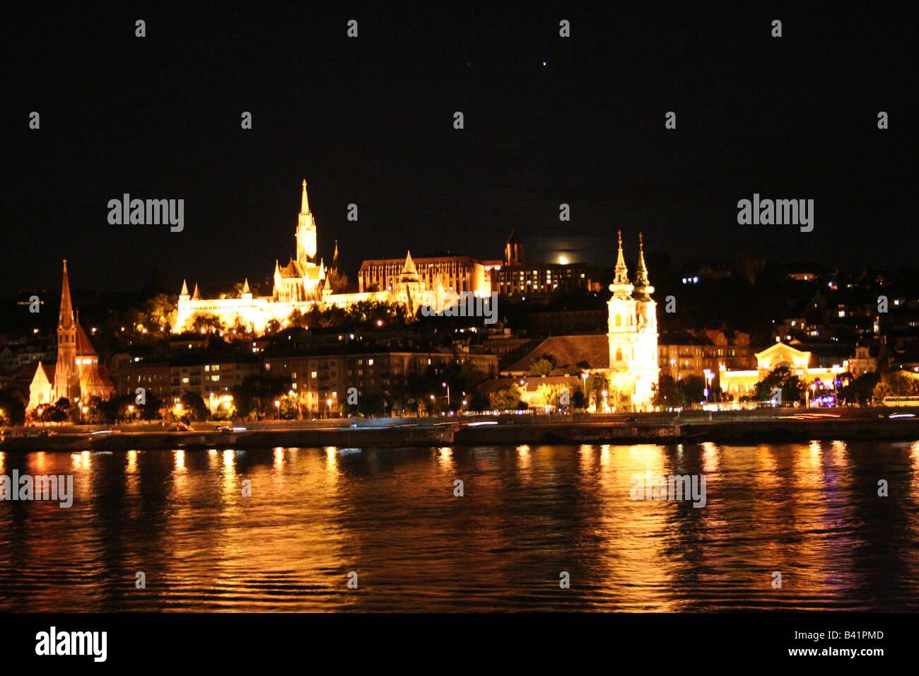 Danube landscape Hungary Budapest at night Stock Photo - Alamy