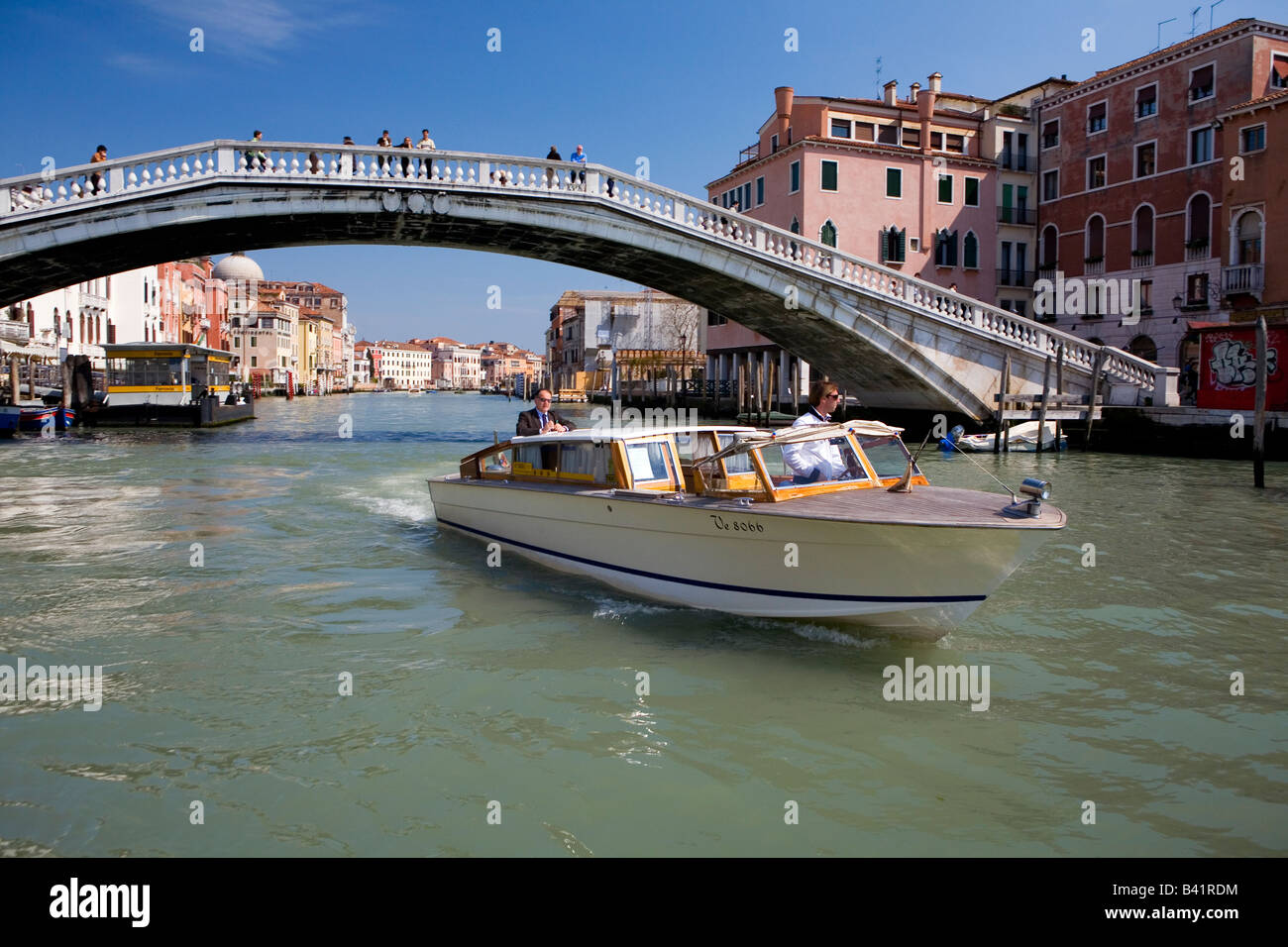 View down the Grand Canal towards the Ponte Scalzi Bridge and Ferrovia ...