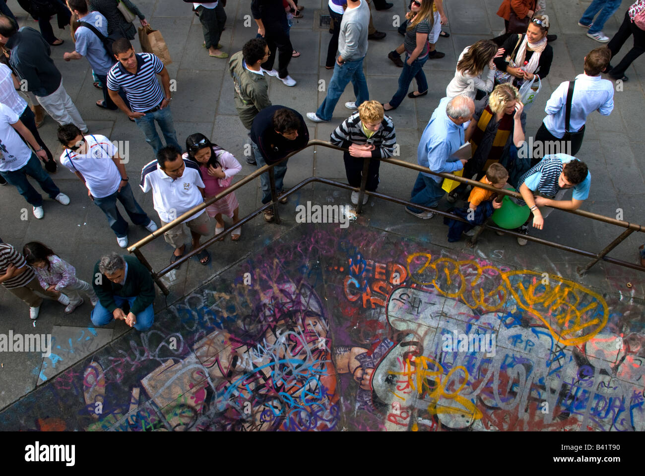 A crowd of people spectating the skating at London's Southbank Stock ...