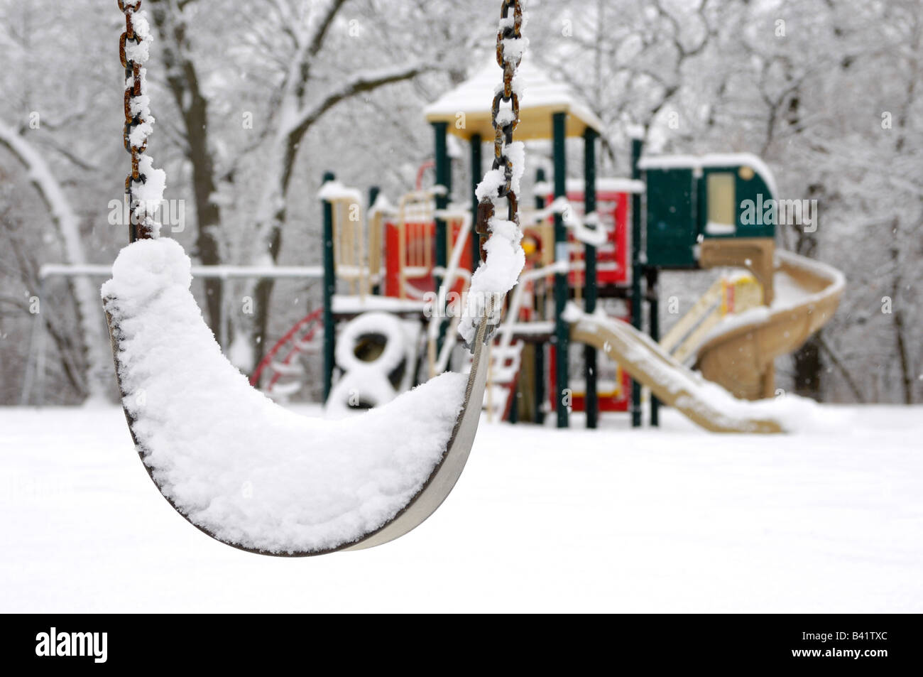 Abandoned playground snow hi-res stock photography and images - Alamy