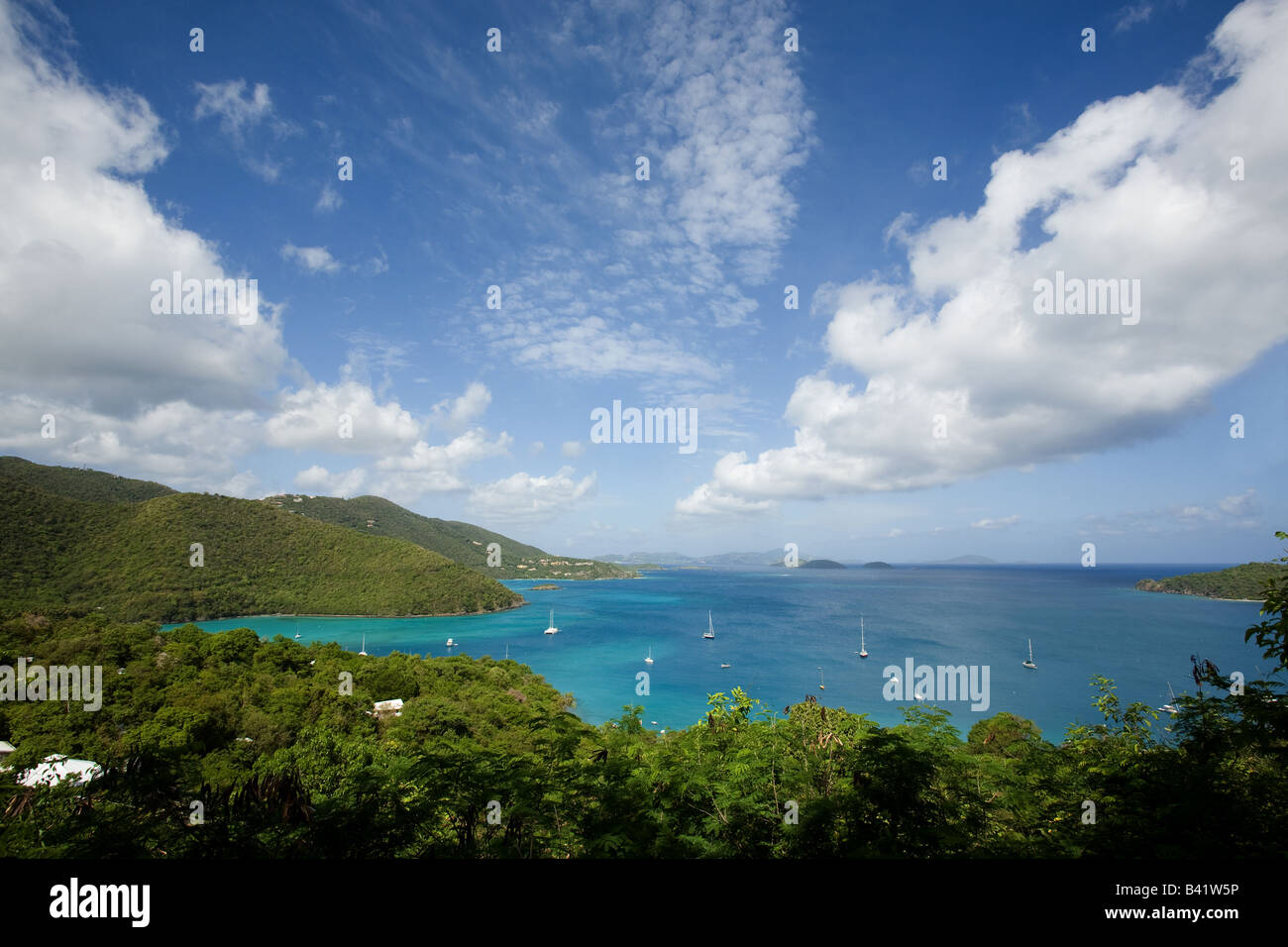 Maho Bay and Little Maho Bay as seen from the "F Cabins" at Maho Bay ...