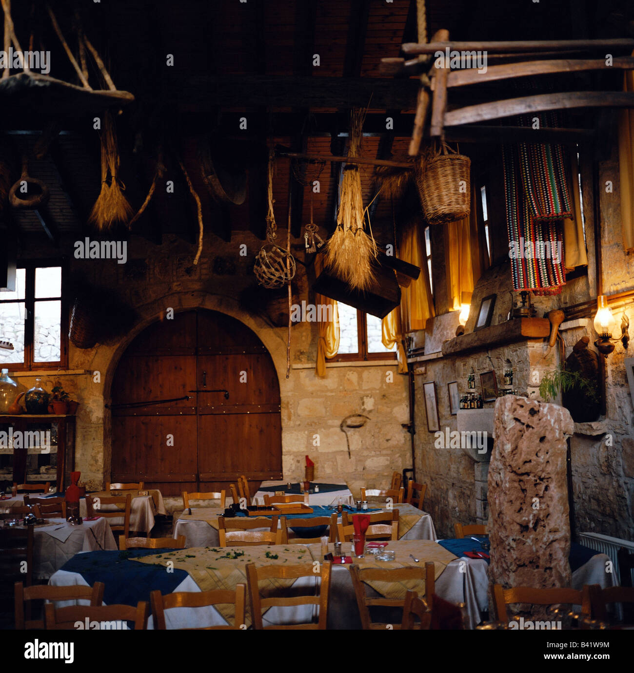 An old restaurant in the small quaint Cypriot village of Lofou Stock ...