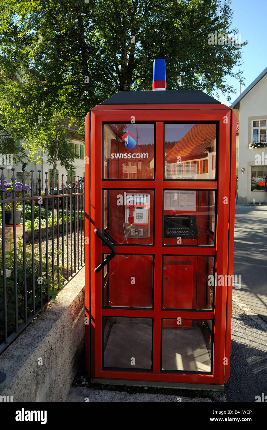 Swisscom telephone booth in La Brevine in Switzerland Stock Photo - Alamy