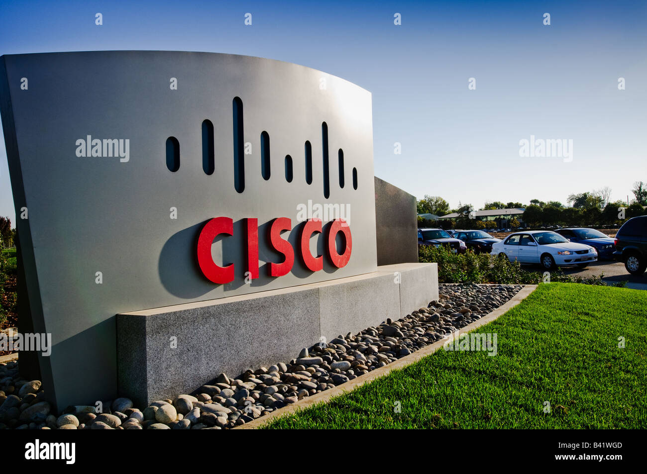 Angled view of Cisco sign in Milpitas, California Stock Photo - Alamy