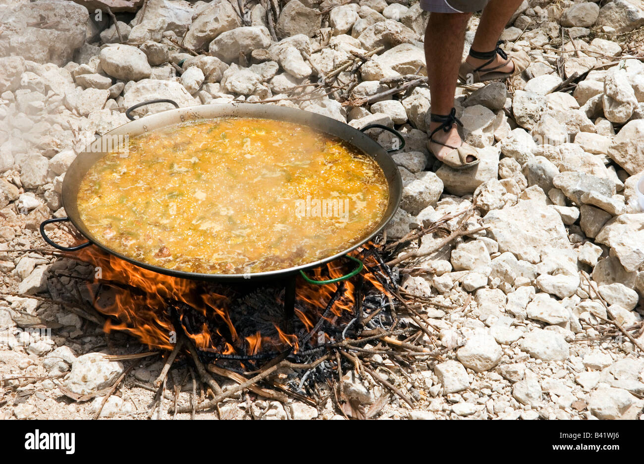 cooking of a giant Paella in Altea, Costa Blanca, Spain Stock Photo - Alamy
