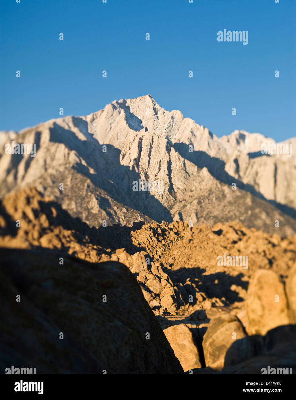 Summit of Lone Pine Peak and granite boulder formation typical of the ...