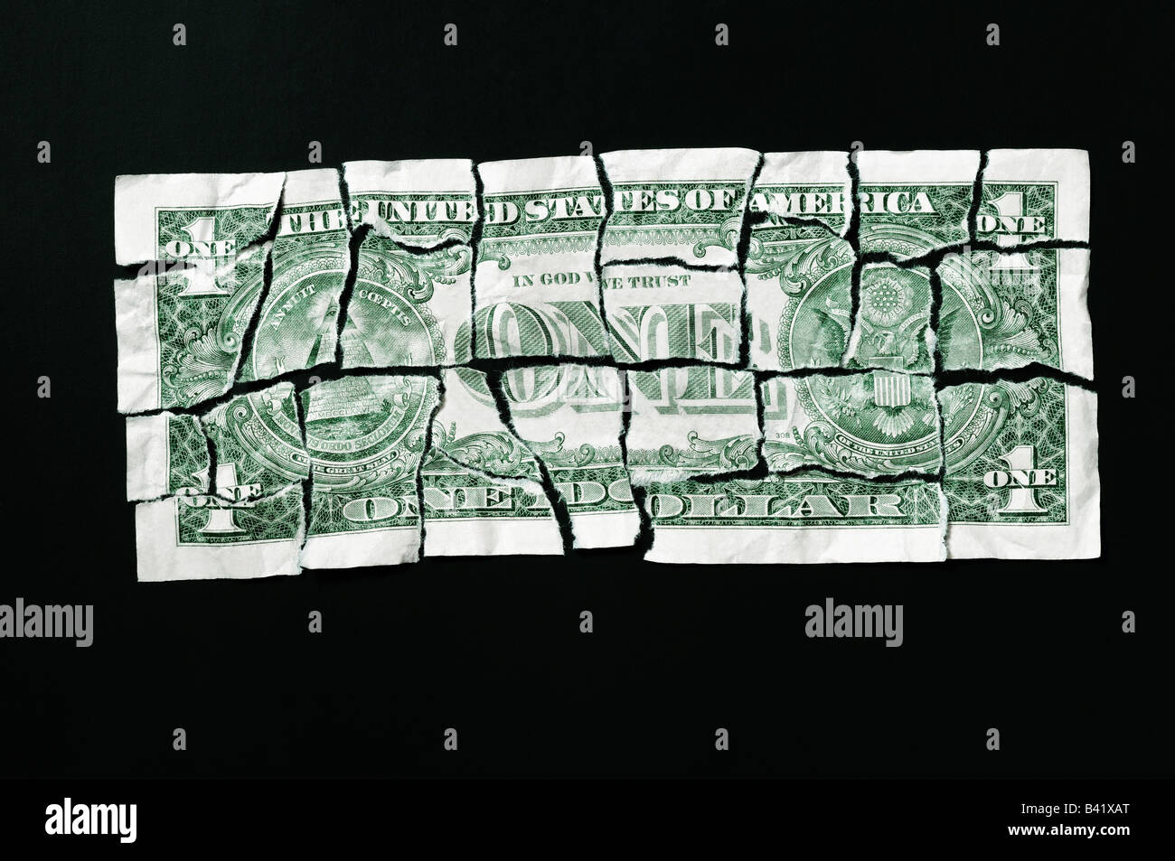 Torn Dollar Bill Close Up Stock Photo - Alamy
