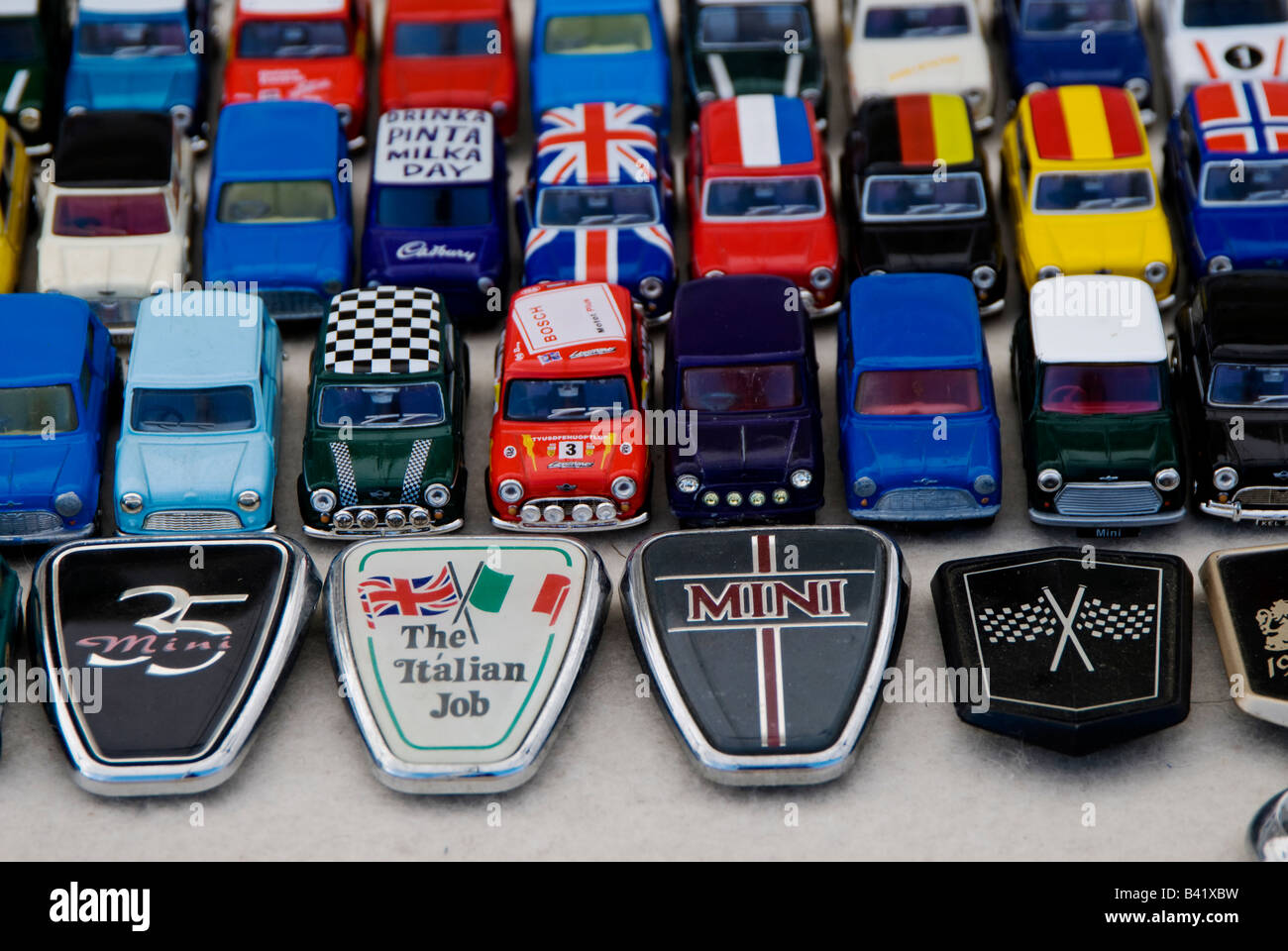 A collection of model Mini cars, emblems and insignia Stock Photo - Alamy