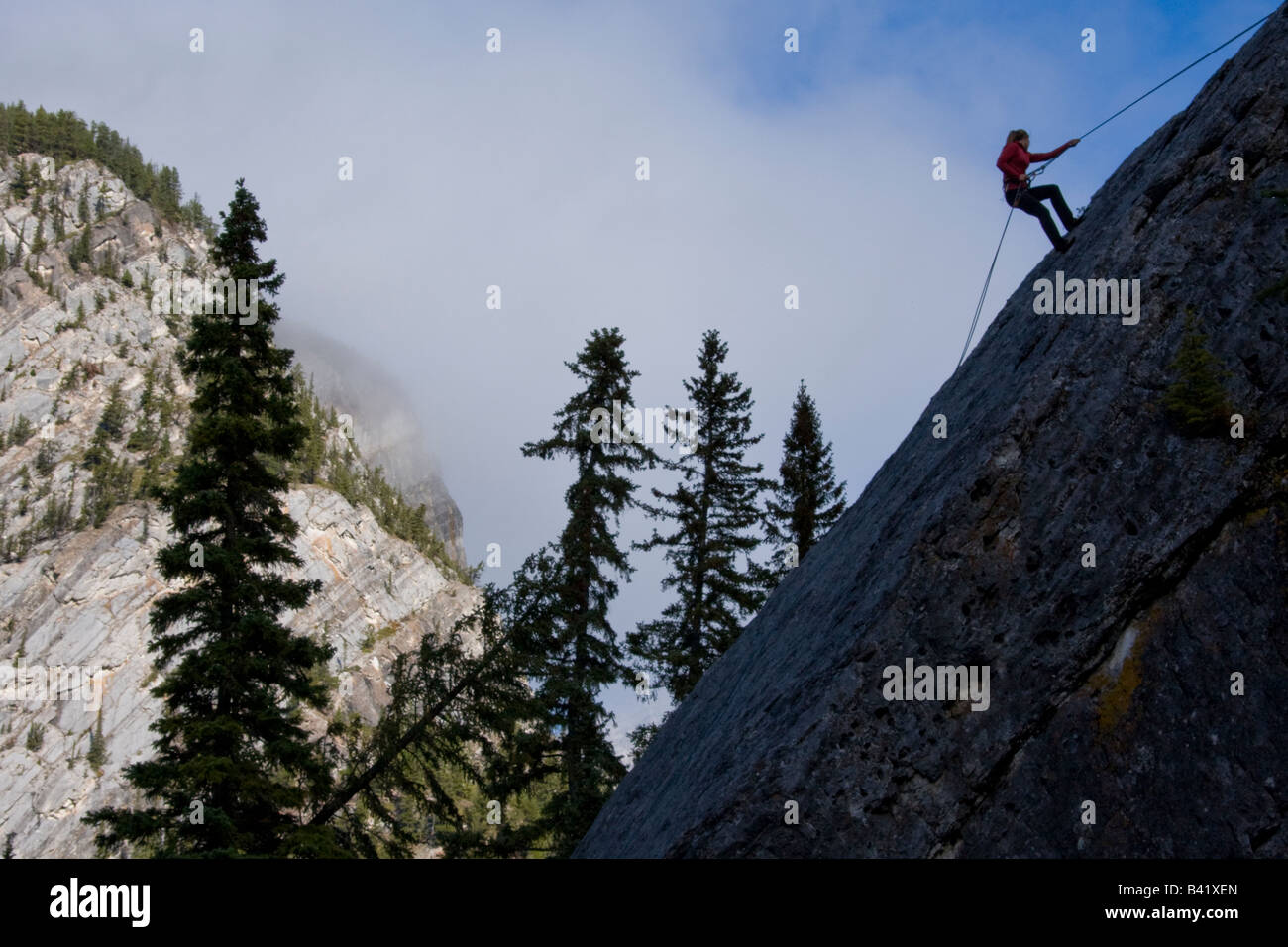 Rappelling - Cascade Mountain, Banff, Alberta, Canada Stock Photo - Alamy