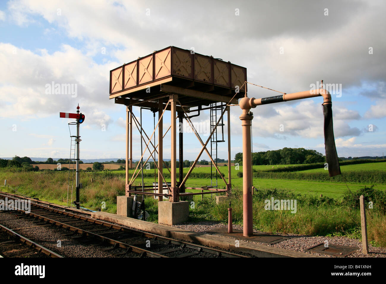 water tower on williton station Stock Photo - Alamy