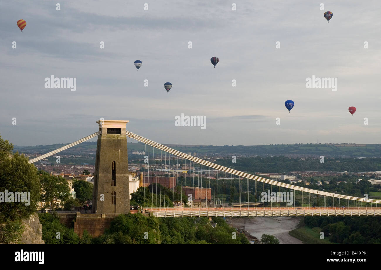 Balloons launched at the Bristol Balloon Fiesta flying over the Bristol ...