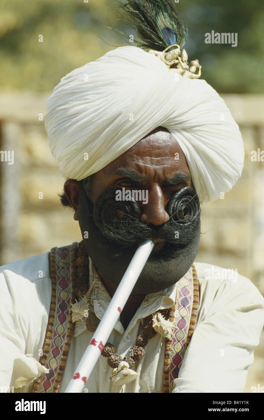Indian musician with magnificent moustaches and beard Stock Photo - Alamy