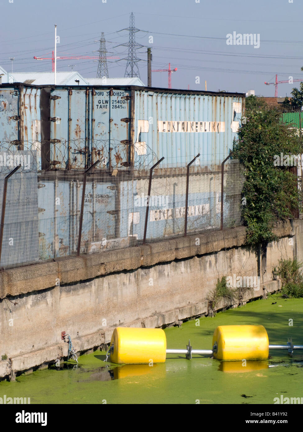UK OLD FACTORIES BY LEA RIVER BY SITE OF THE FUTURE OLYMPIC PARK NEAR ...