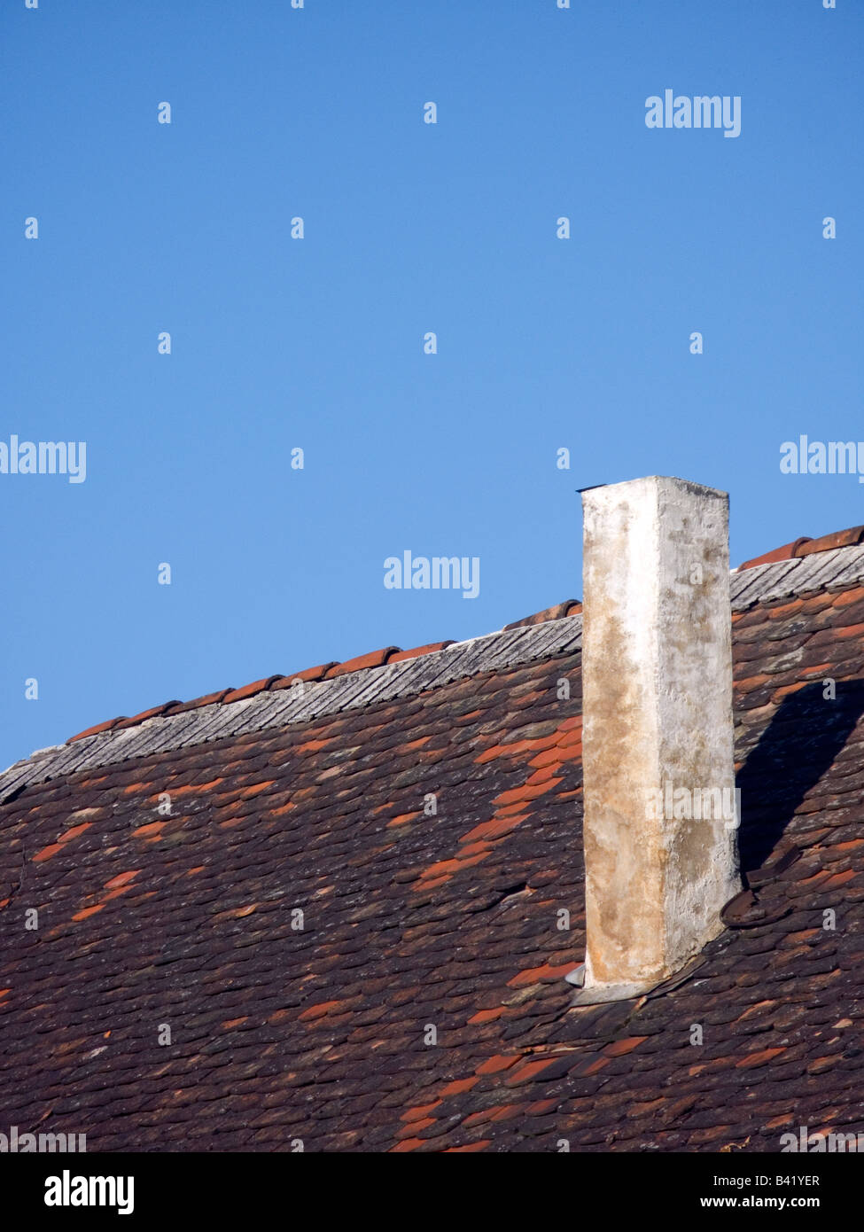 Ancient roof and chimney Stock Photo - Alamy