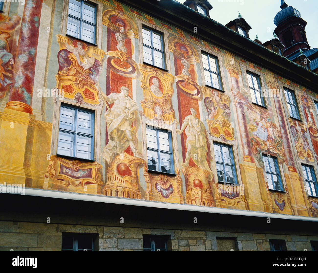 Painted frescoes Bamberg, Bavaria, Upper Franconia, Germany, Europe ...